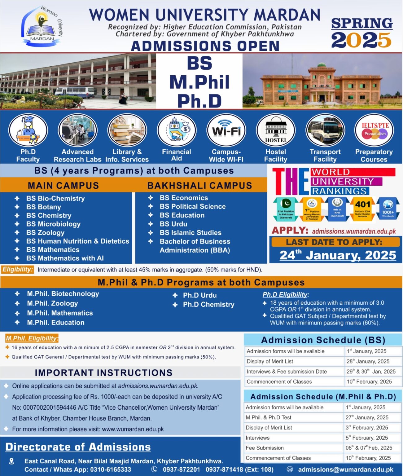 Women University Mardan: Admissions Open for Spring 2025 - Women ...